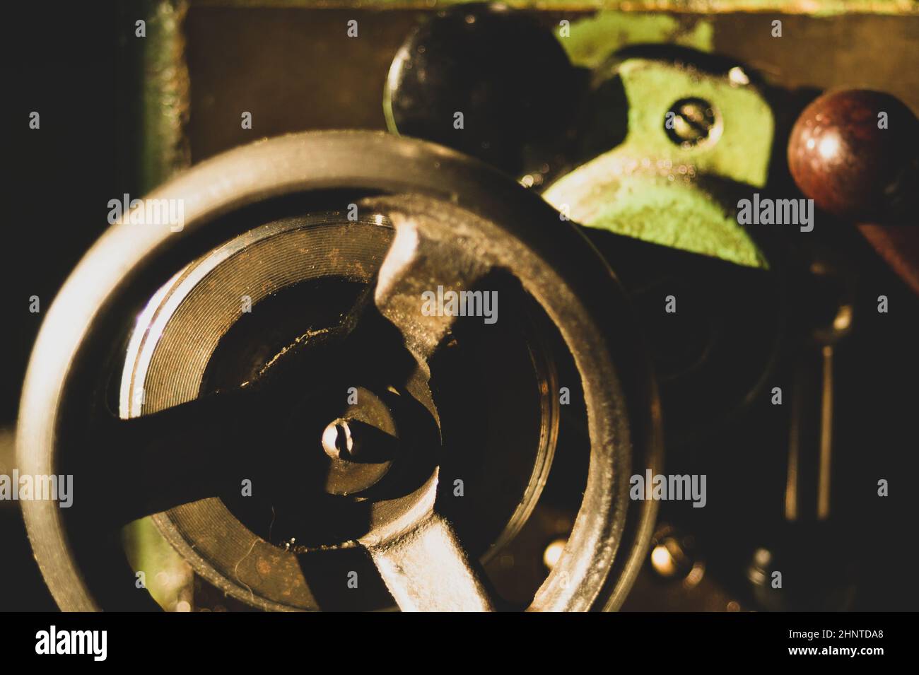 Old lathe. detail of rusty machine. metal mechanism. vintage ...