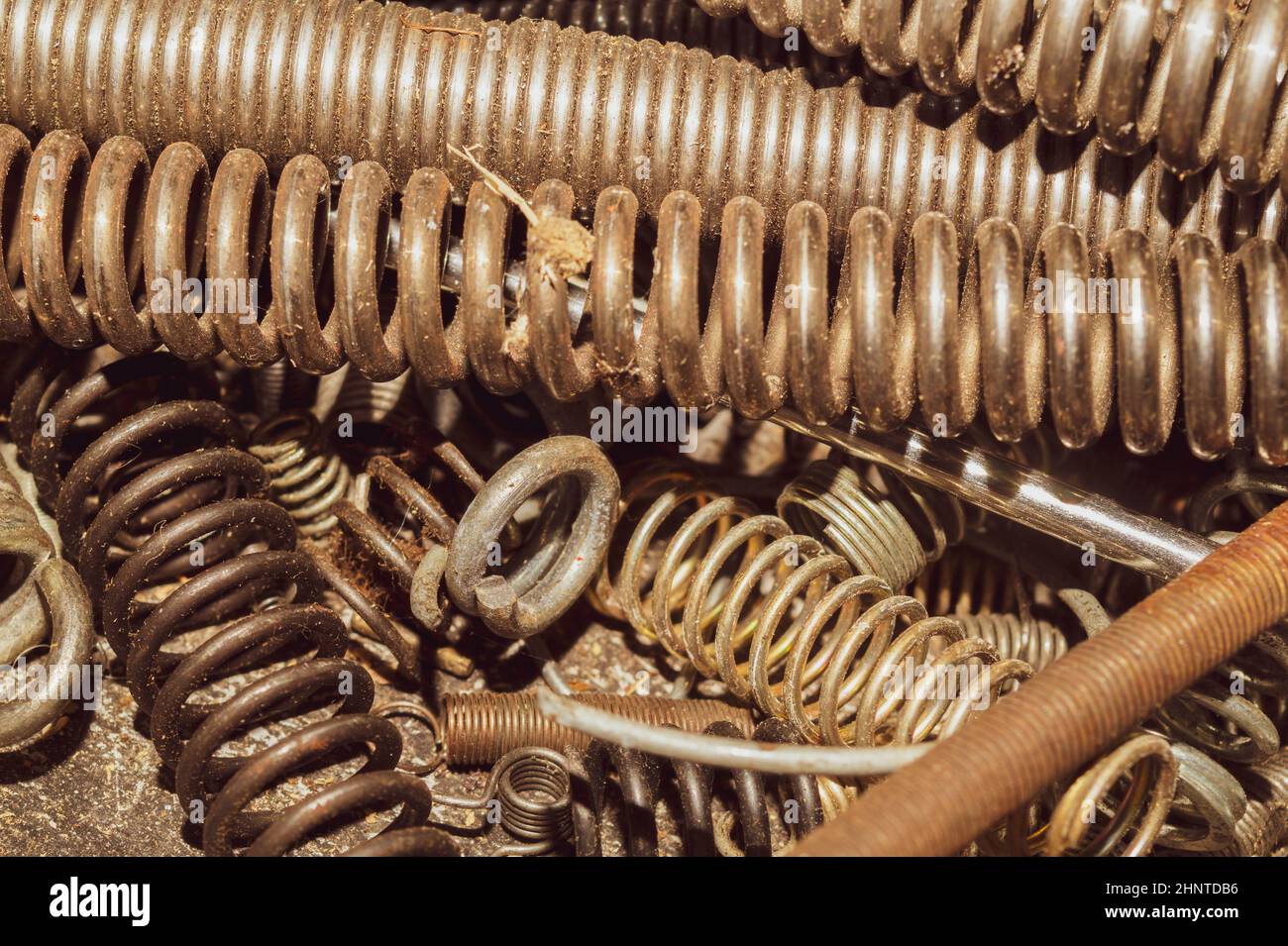 Metal rusty springs. pile of absorbers. industrial concept. work tool ...