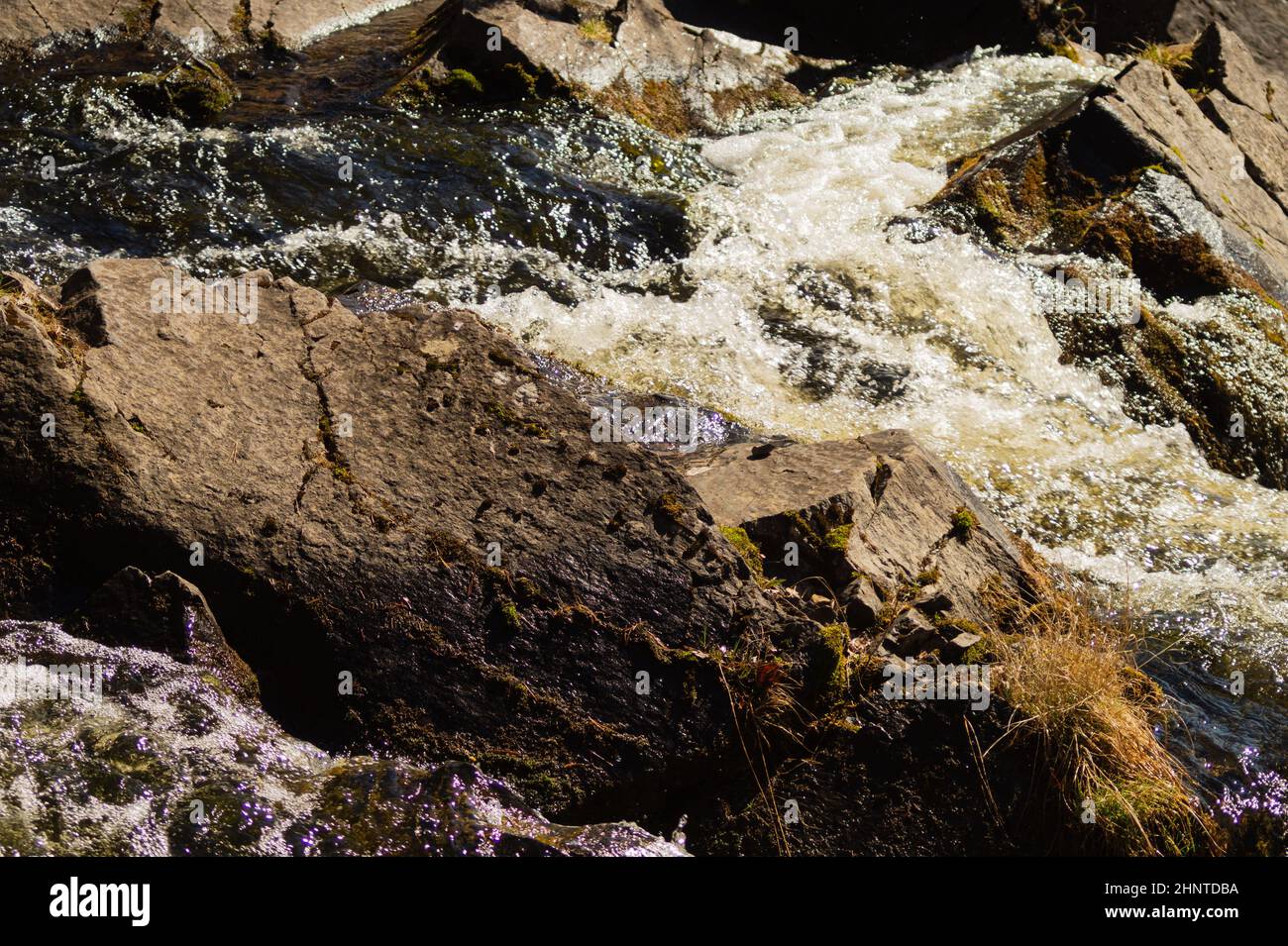 Waterfall nature background. rushing stream water. rocky flowing river ...