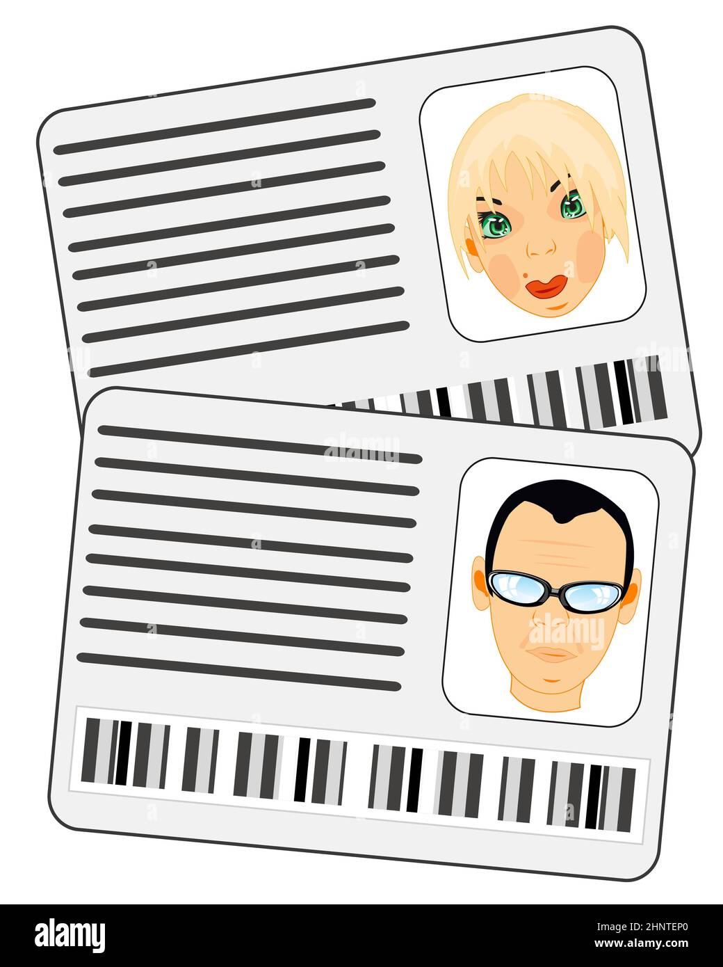 Two identity cards of the person on white background is insulated Stock ...
