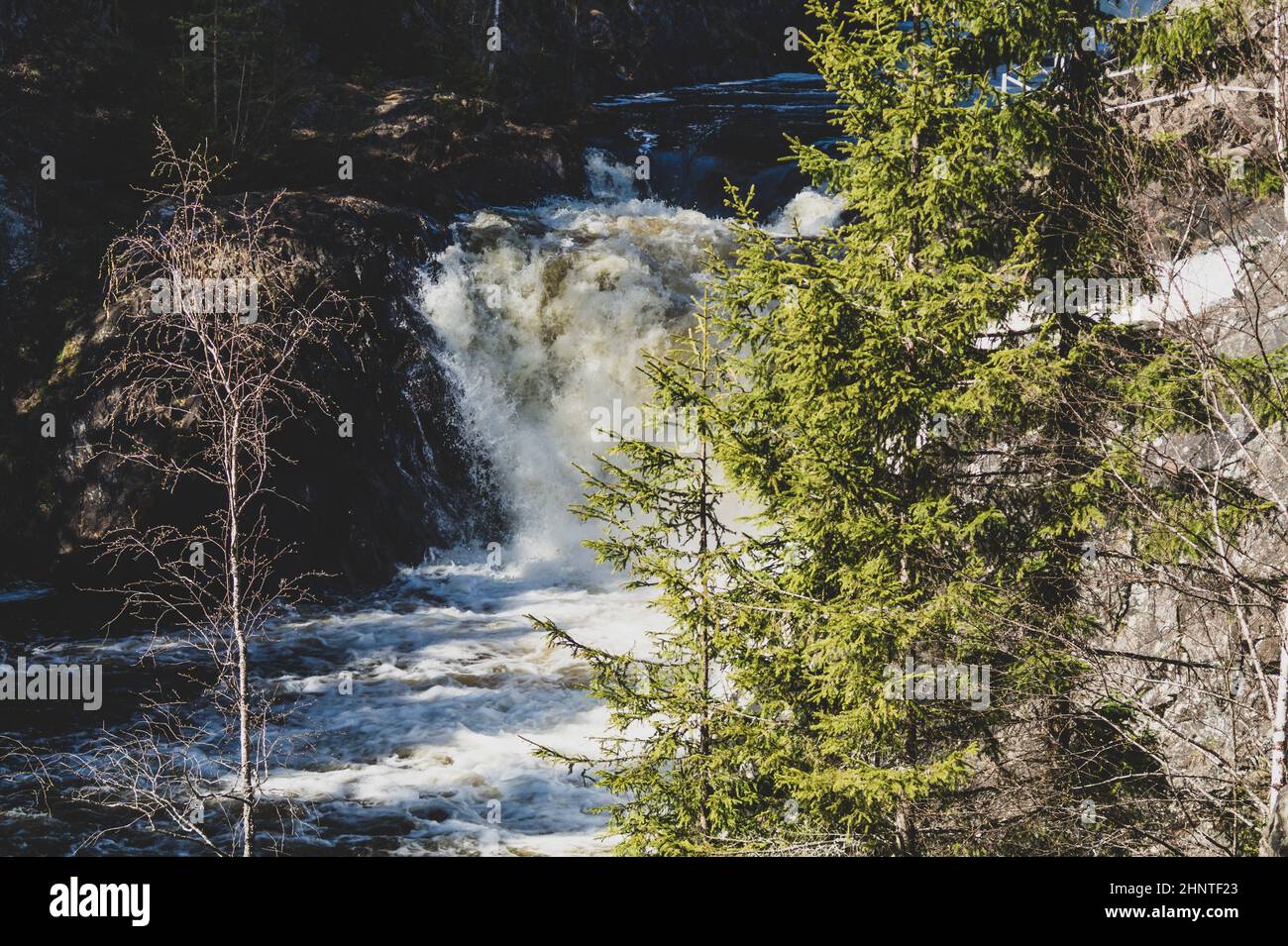 Waterfall nature background. rushing stream water. rocky flowing river ...