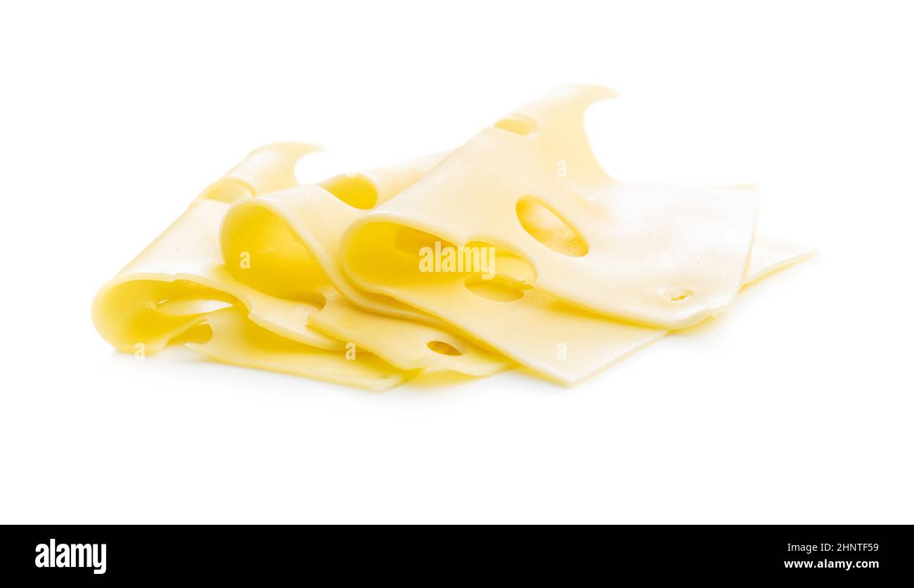Sliced hard cheese isolated on white background Stock Photo - Alamy