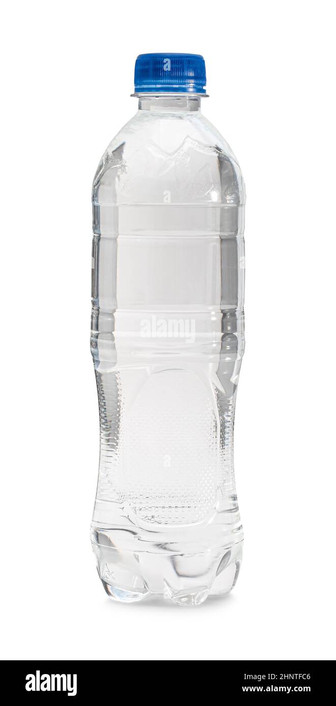 The empty plastic bottle with a lid isolated on a white background ...