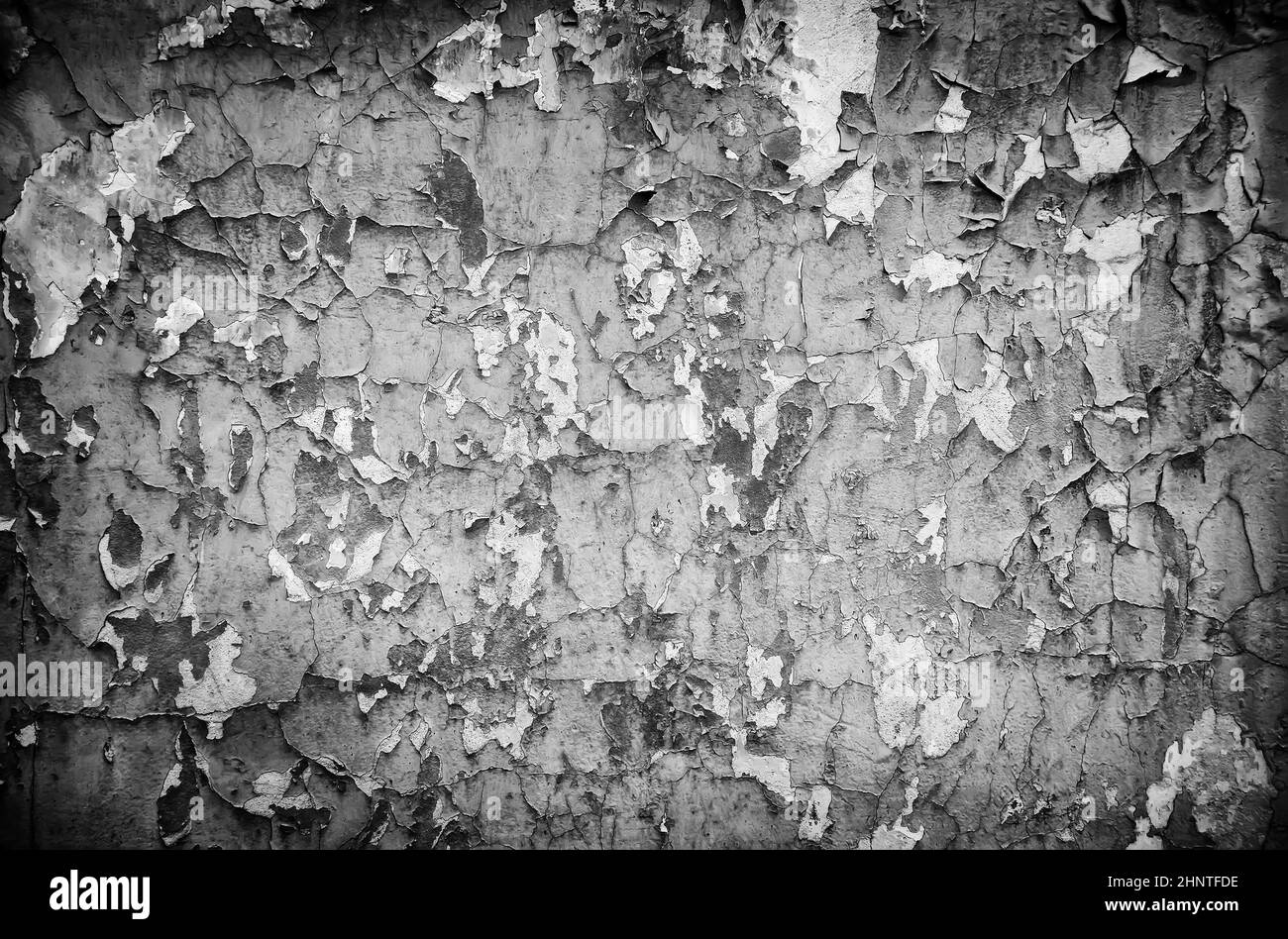 Detail of old damaged and ruined paint, abandonment and passage of time ...