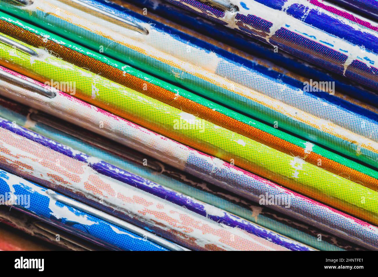 Stack of old magazines. pile of retro newspapers. vintage journals lie ...