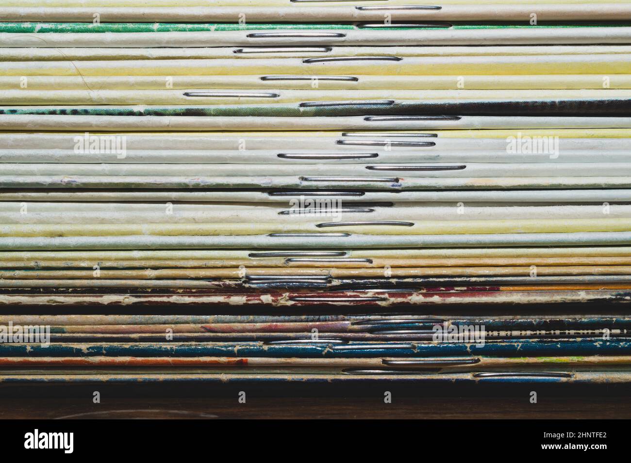 Stack of old magazines. pile of retro newspapers. vintage journals lie ...