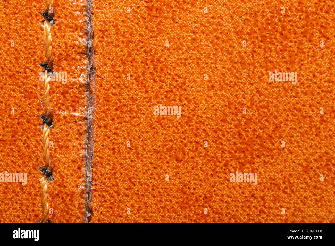 Brown leather texture with a linear stitch. material with seam Stock ...