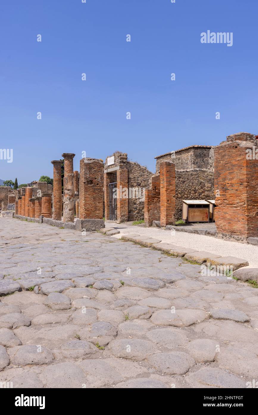 Ruins of an ancient city destroyed by the eruption of the volcano ...