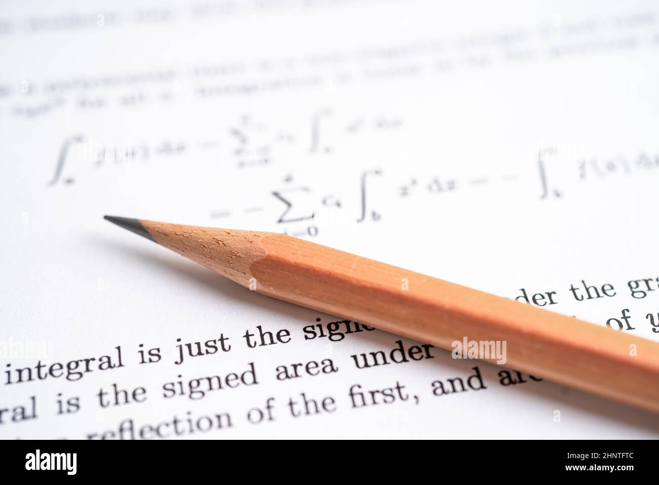 Pencil on mathematic formula exercise test paper in education school ...