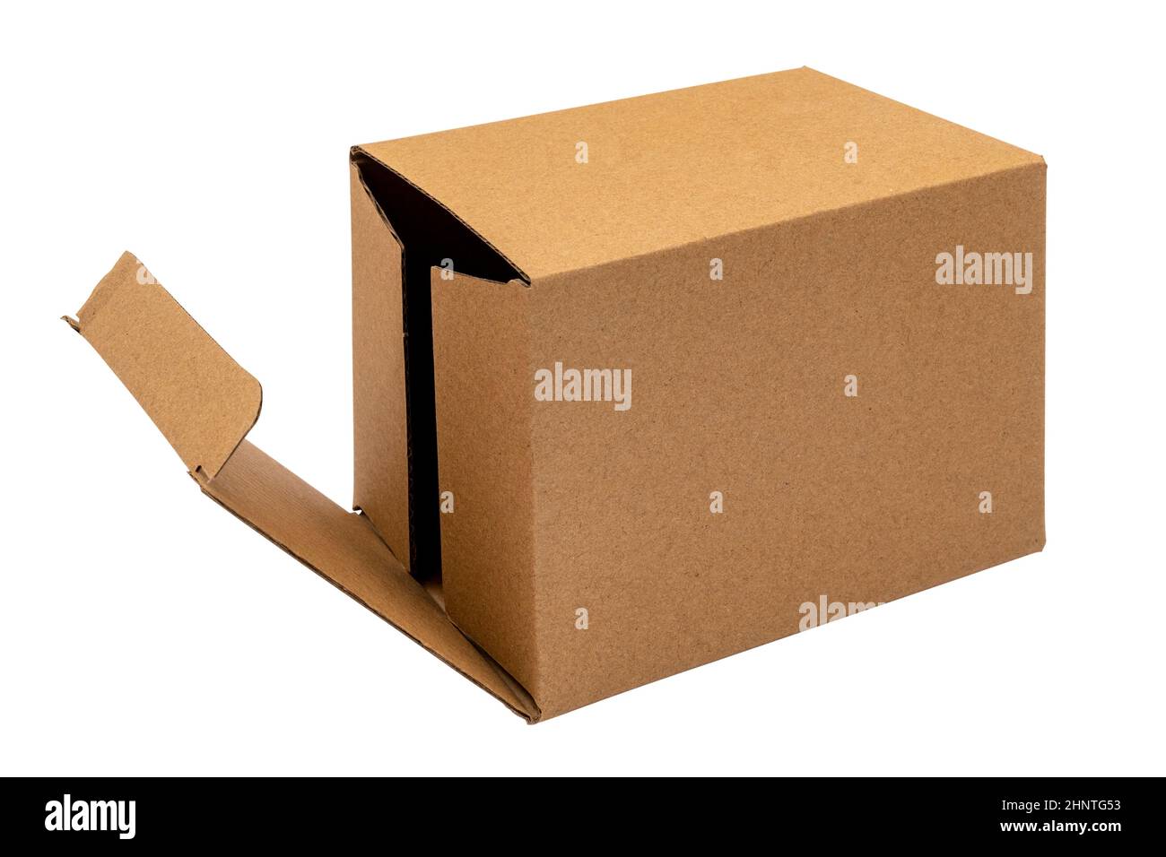 Brown cardboard box with open lid, isolated on white background Stock ...