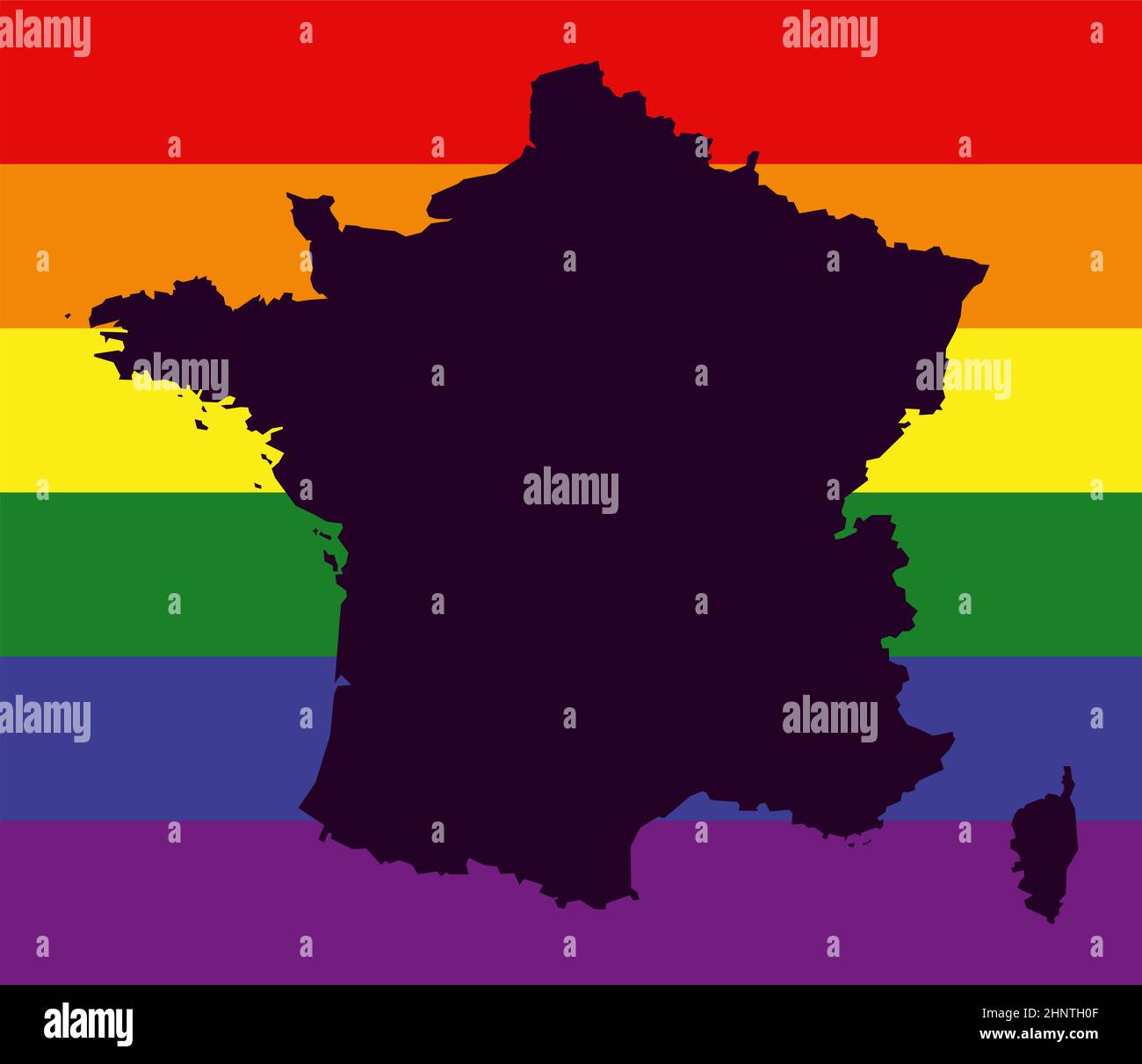 France LGBT map with rainbow color flag Stock Photo - Alamy