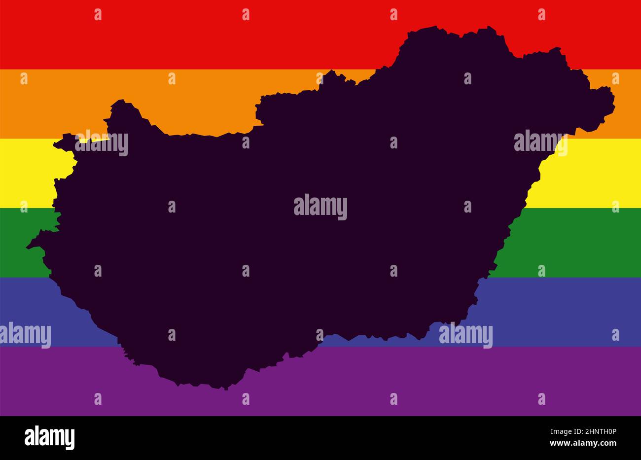 Hungary LGBT map with rainbow color flag Stock Photo - Alamy