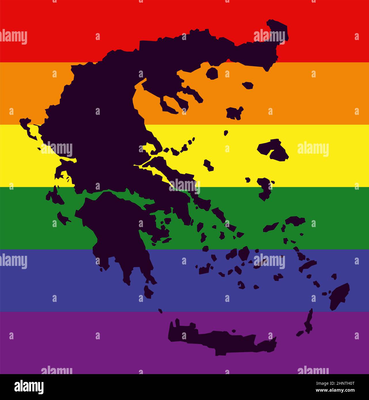 Greece LGBT map with rainbow color flag Stock Photo - Alamy