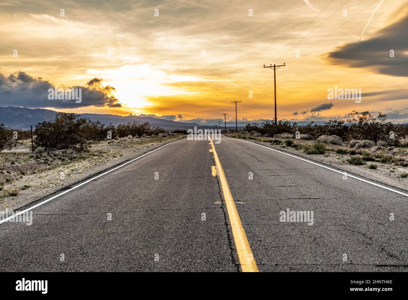 street in sunset at twentynine palms in California, USA Stock Photo - Alamy