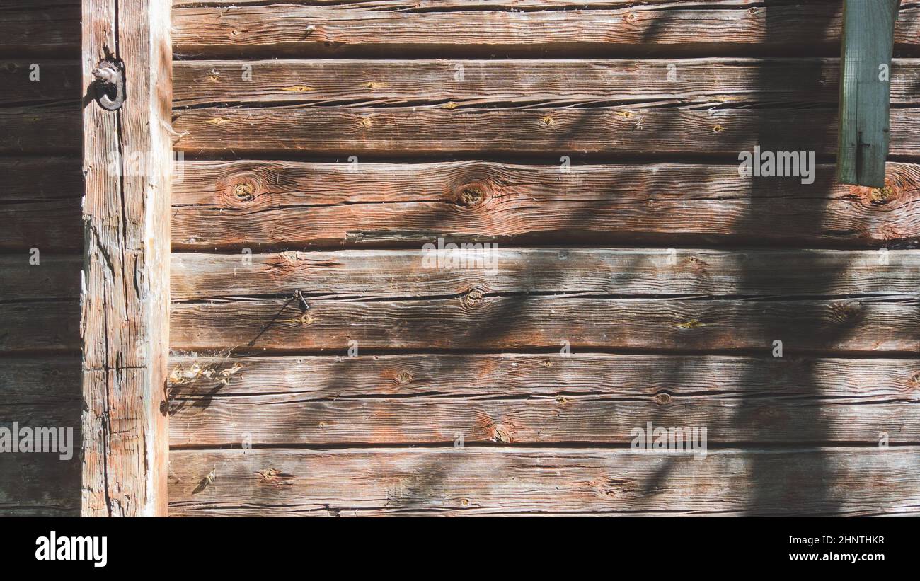 Wooden wall of log cabin. wood background. square timber. facade of ...