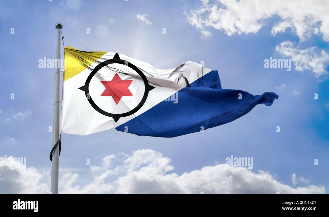 Bonaire flag - realistic waving fabric flag Stock Photo - Alamy