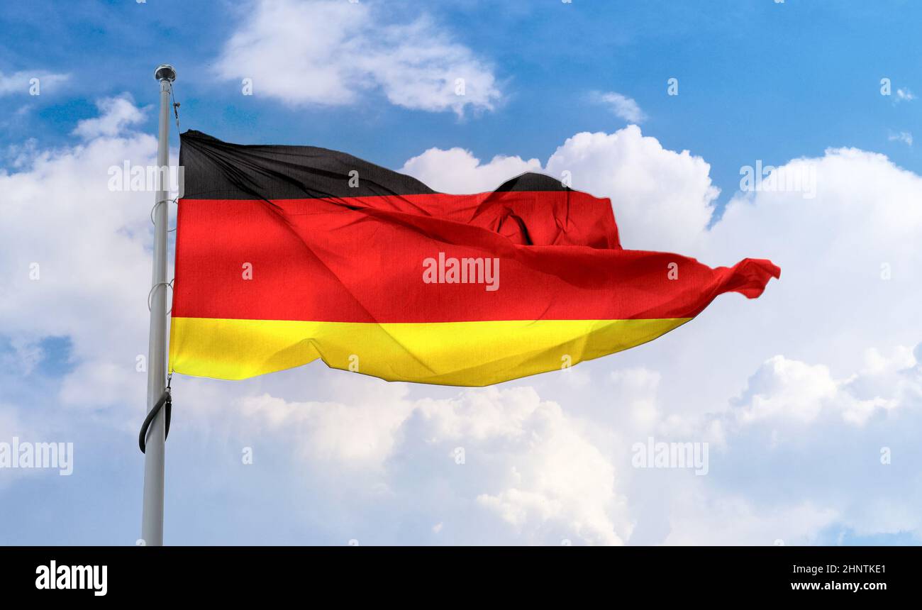 Germany flag - realistic waving fabric flag Stock Photo - Alamy