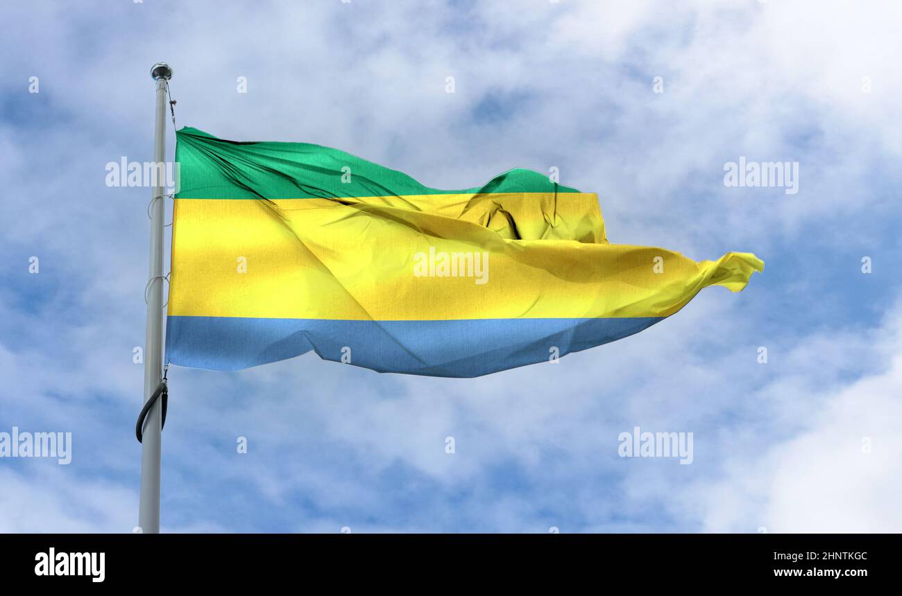 Gabon flag - realistic waving fabric flag Stock Photo - Alamy