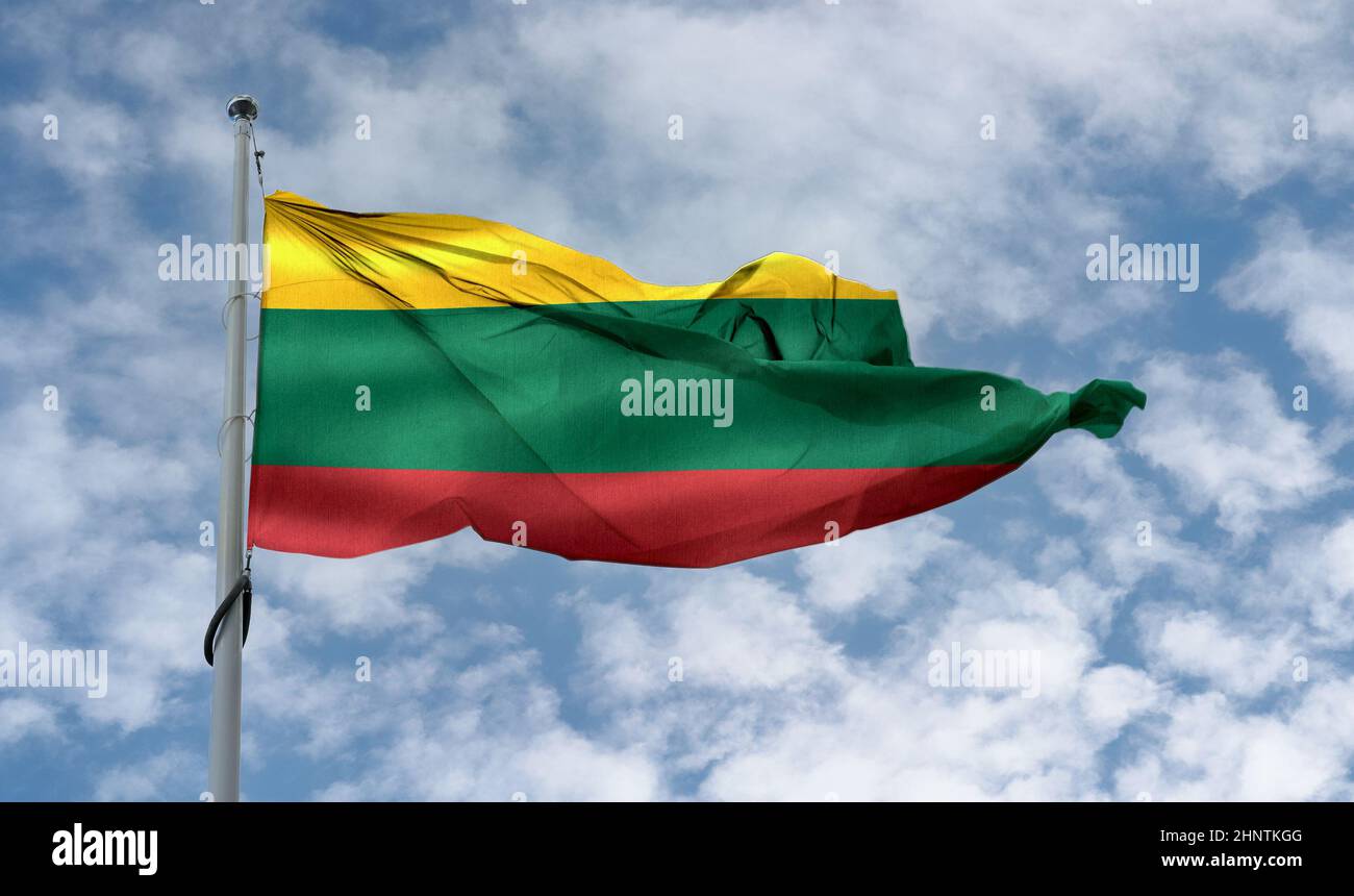 Lithuania flag - realistic waving fabric flag Stock Photo - Alamy