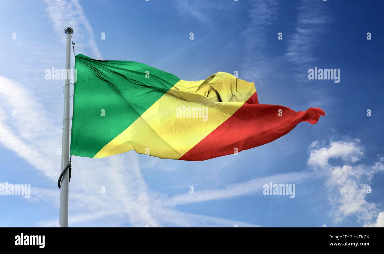 Republic of the Congo flag - realistic waving fabric flag Stock Photo ...