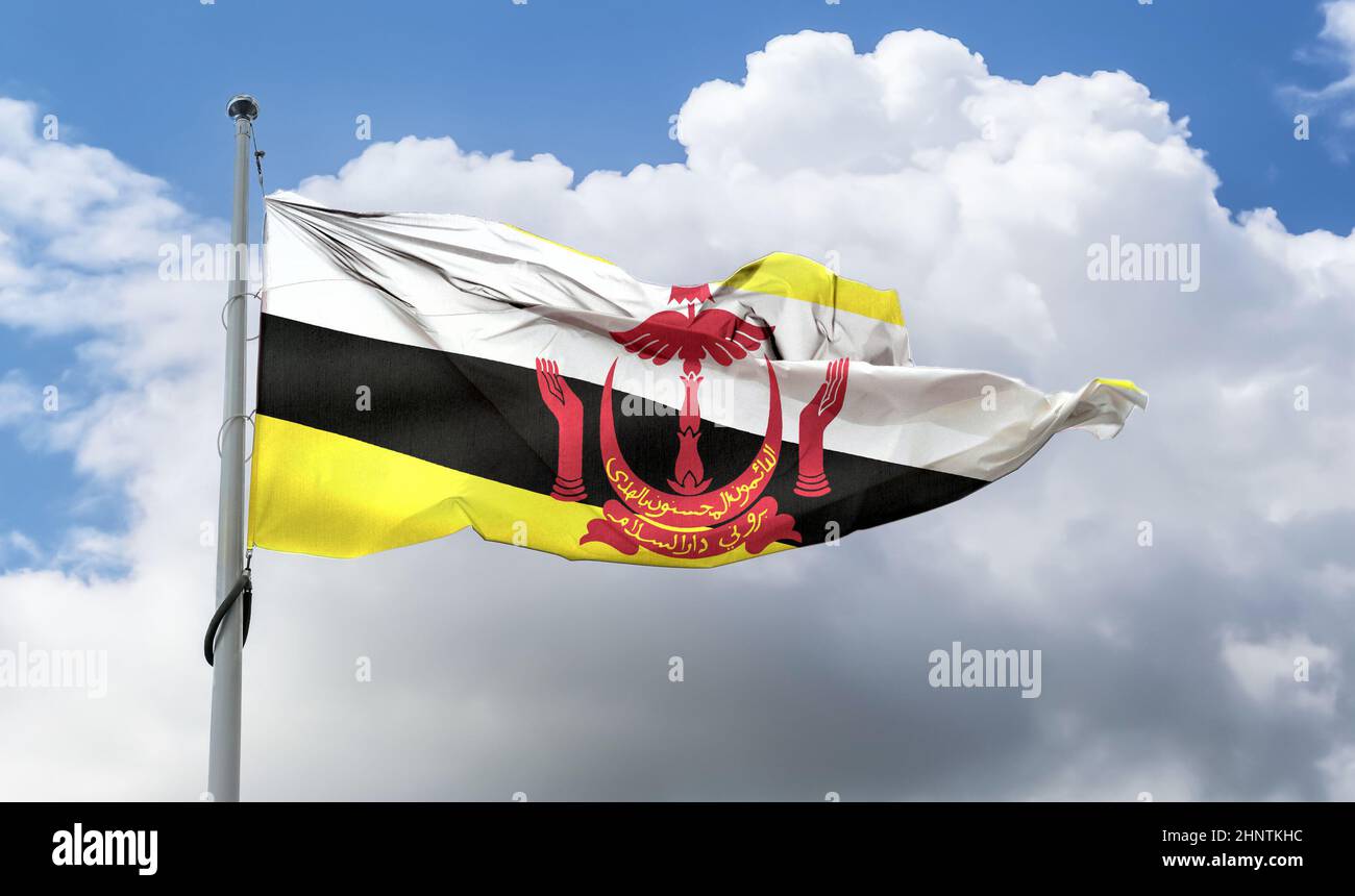 Brunei flag - realistic waving fabric flag Stock Photo - Alamy