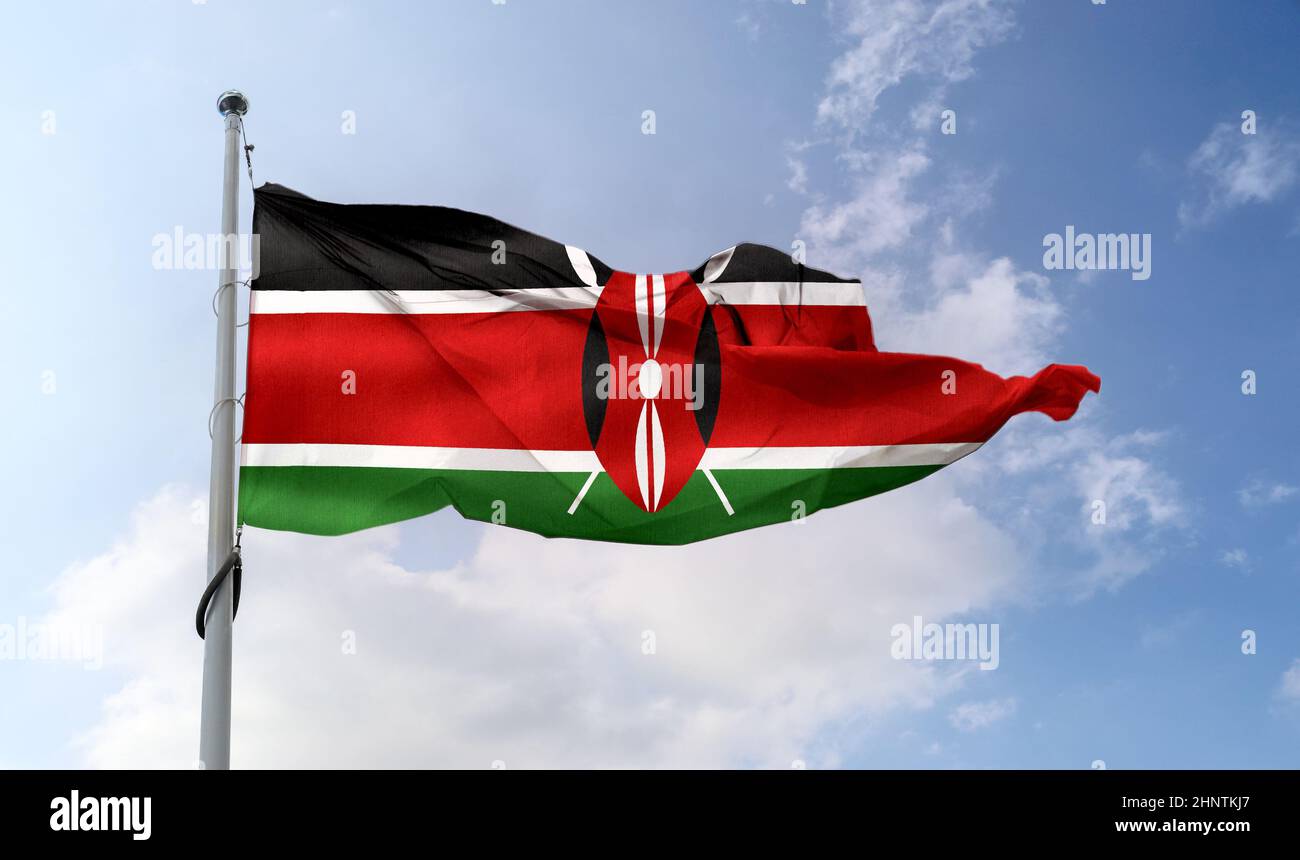 Kenya flag - realistic waving fabric flag Stock Photo - Alamy