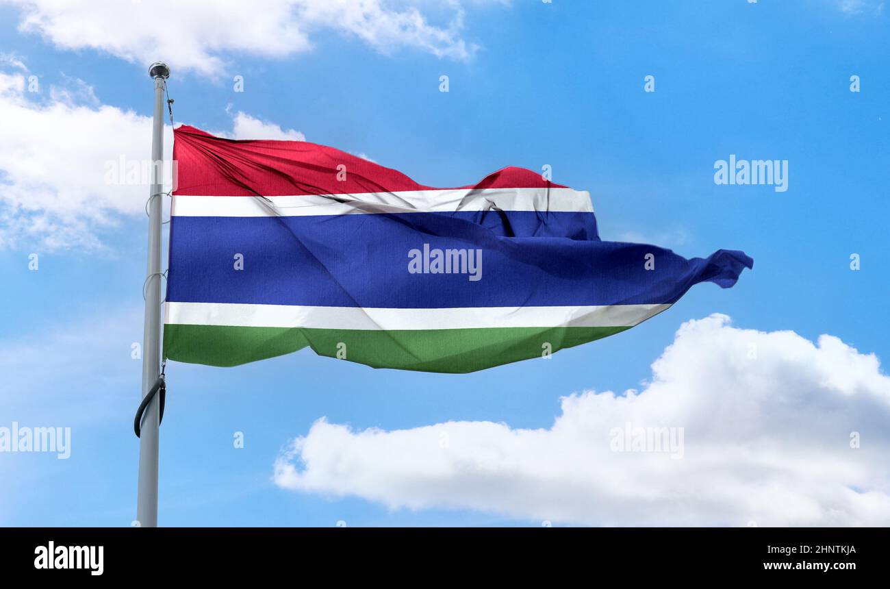 Gambia flag - realistic waving fabric flag Stock Photo - Alamy