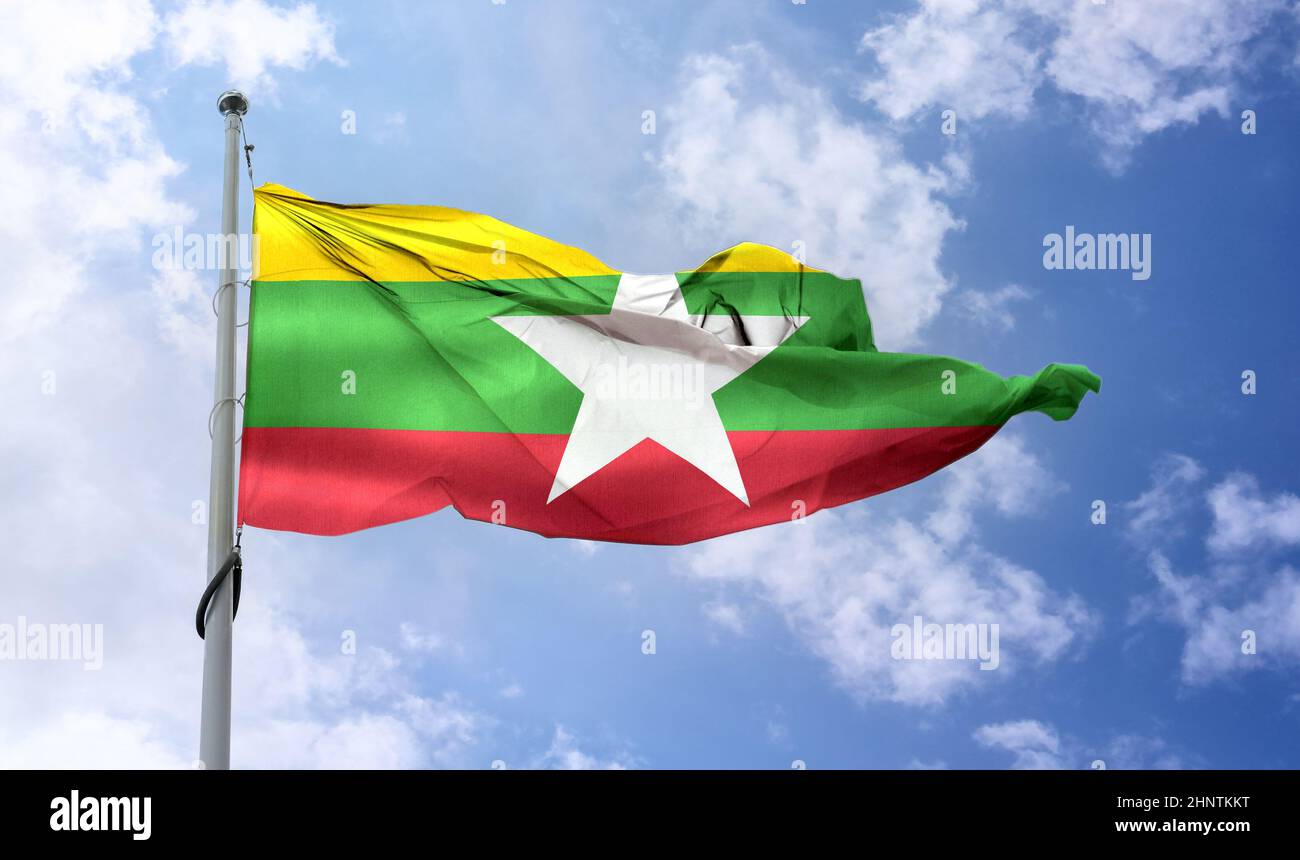 Myanmar flag - realistic waving fabric flag Stock Photo - Alamy