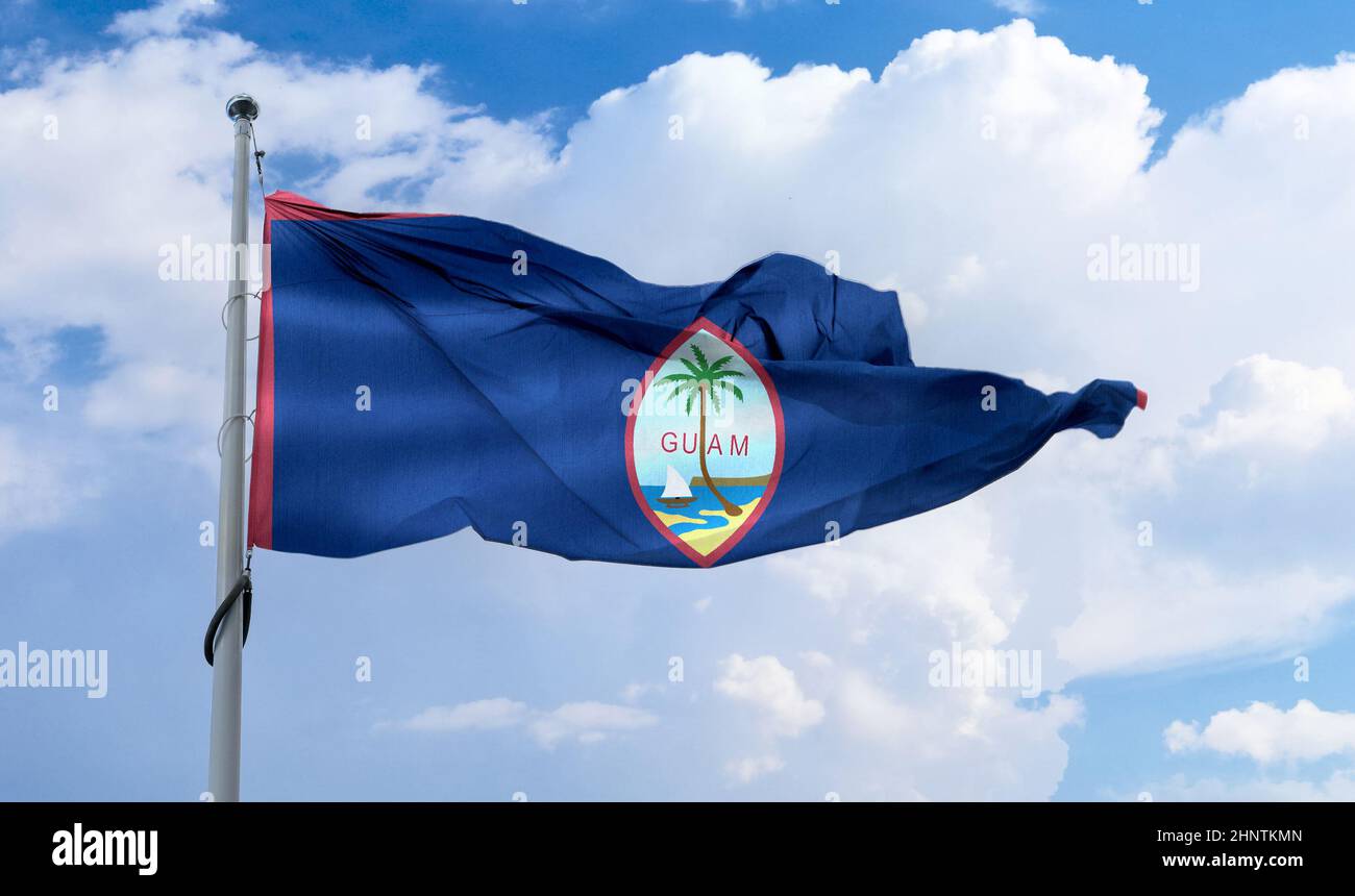 Guam flag - realistic waving fabric flag Stock Photo - Alamy