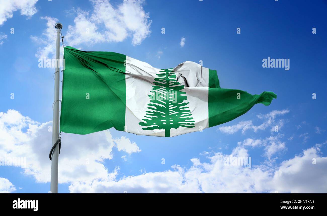 Norfolk Island flag - realistic waving fabric flag Stock Photo - Alamy