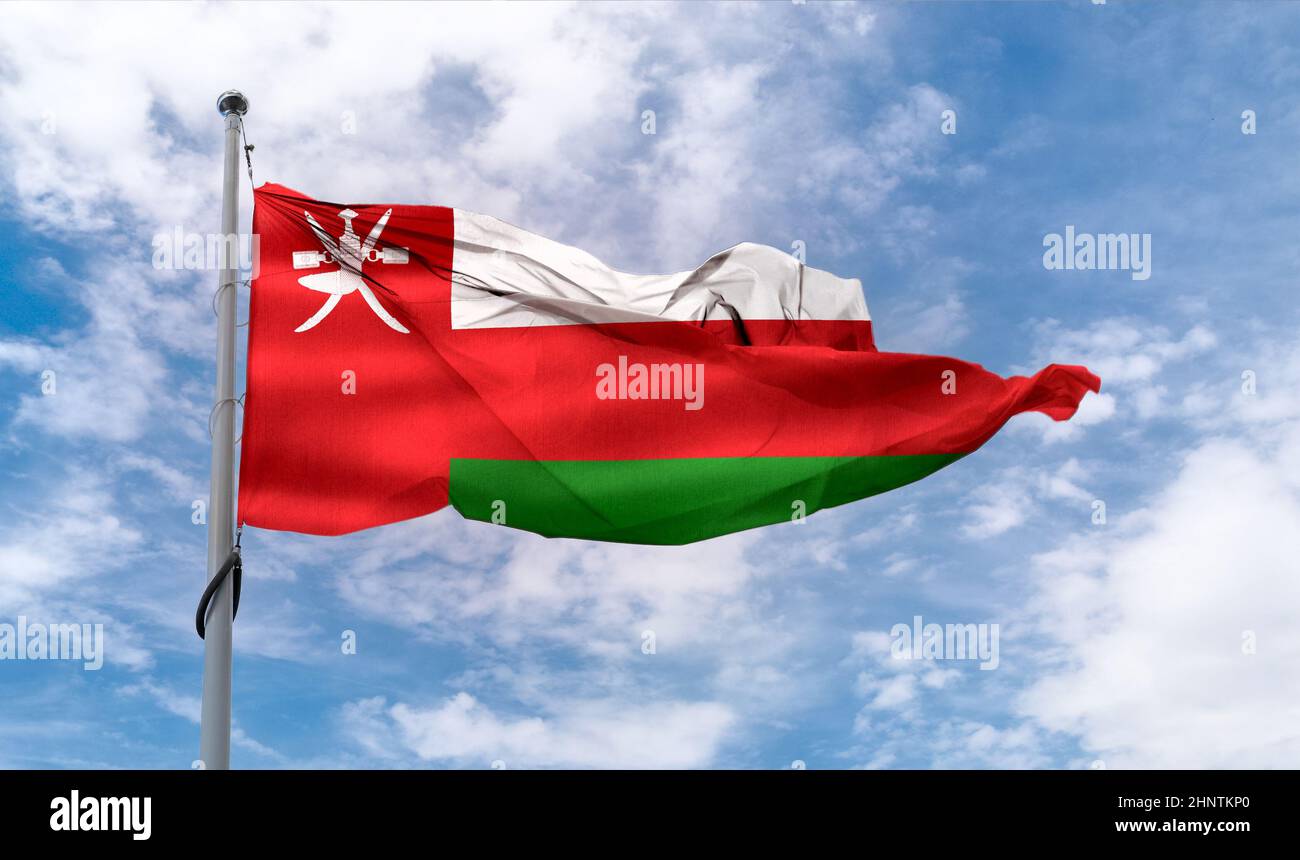 Oman flag - realistic waving fabric flag Stock Photo - Alamy