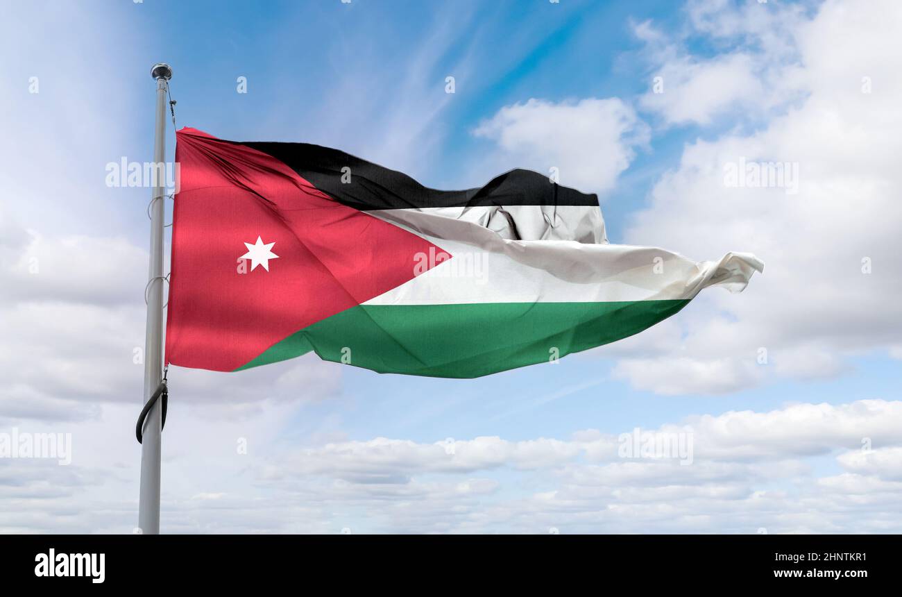 Jordan flag - realistic waving fabric flag Stock Photo - Alamy