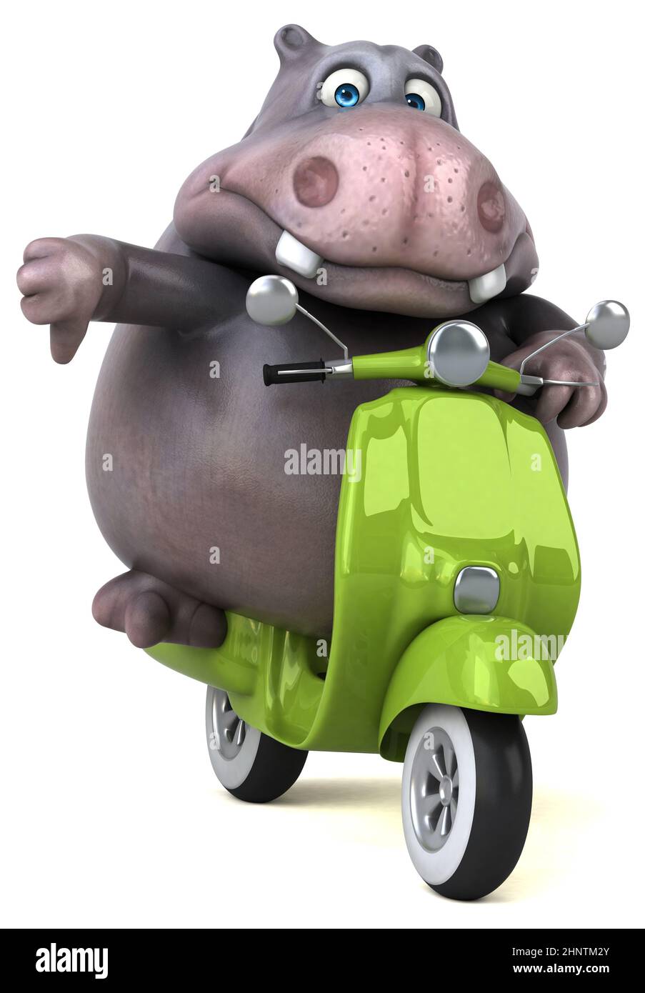 Fun hippo - 3D Illustration Stock Photo - Alamy
