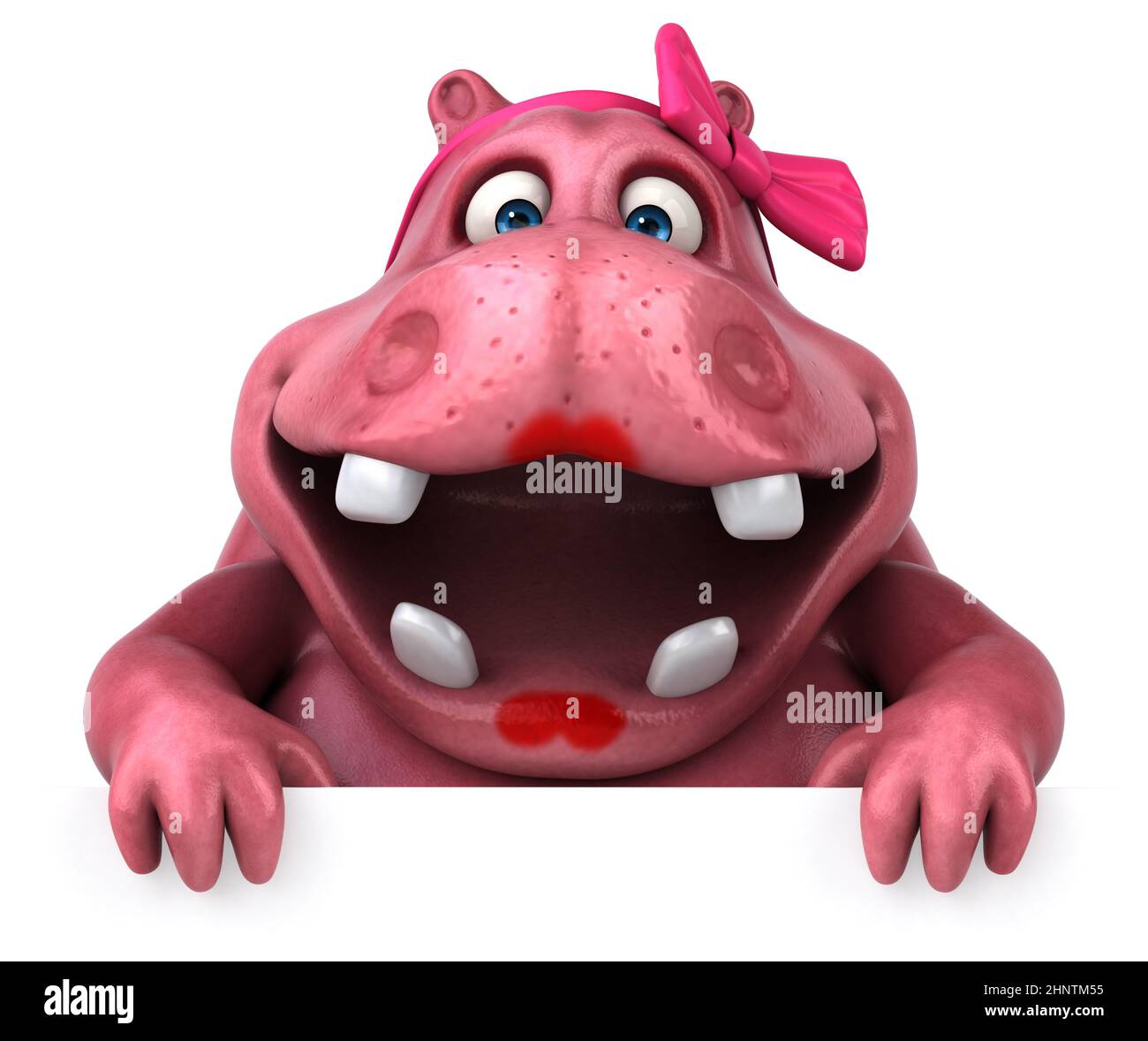 Pink Hippo - 3D Illustration Stock Photo - Alamy