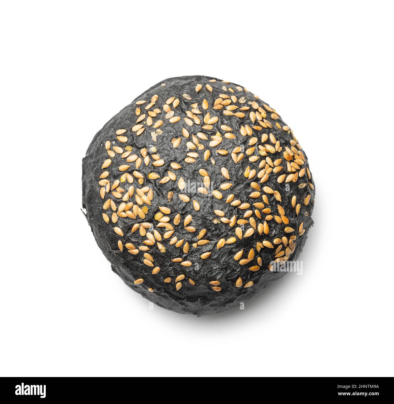 Black bun. Dark pastry with sesame seeds isolated on white background ...