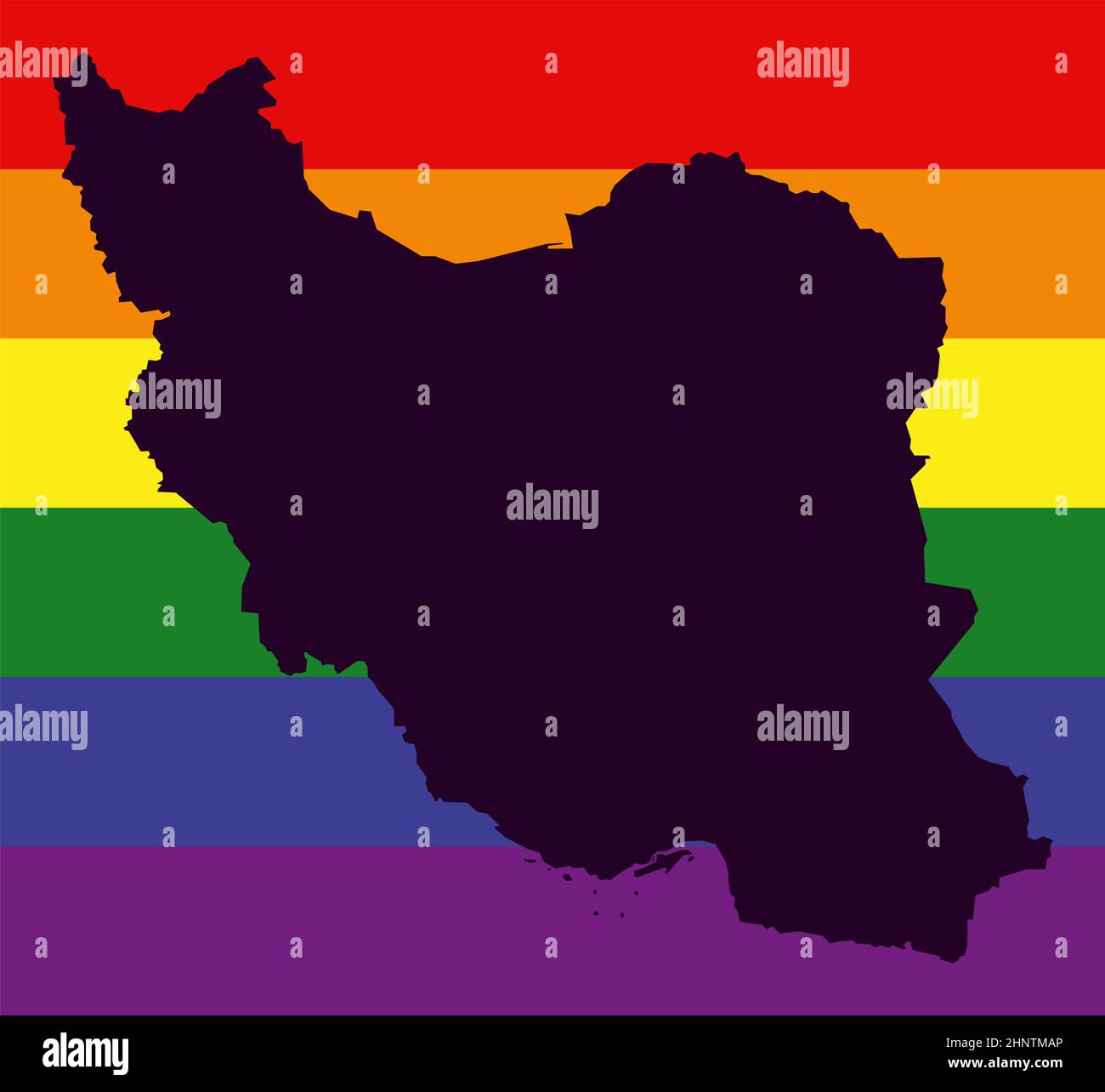 Iran LGBT map with rainbow color flag Stock Photo - Alamy