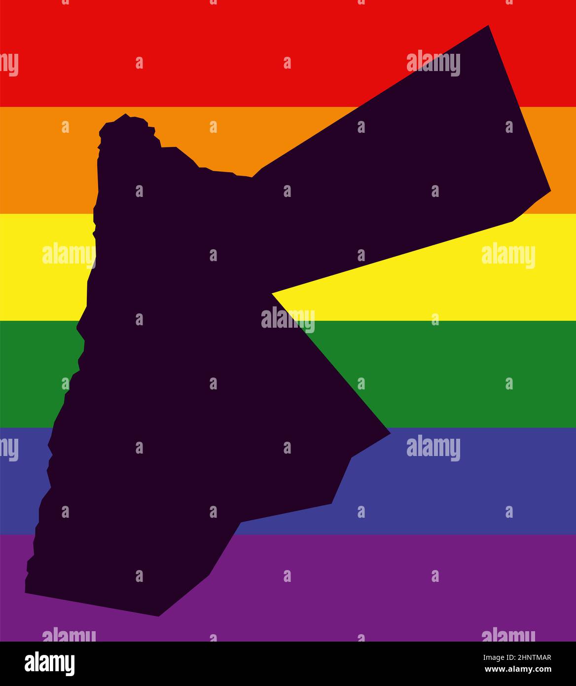 Jordan LGBT map with rainbow color flag Stock Photo - Alamy