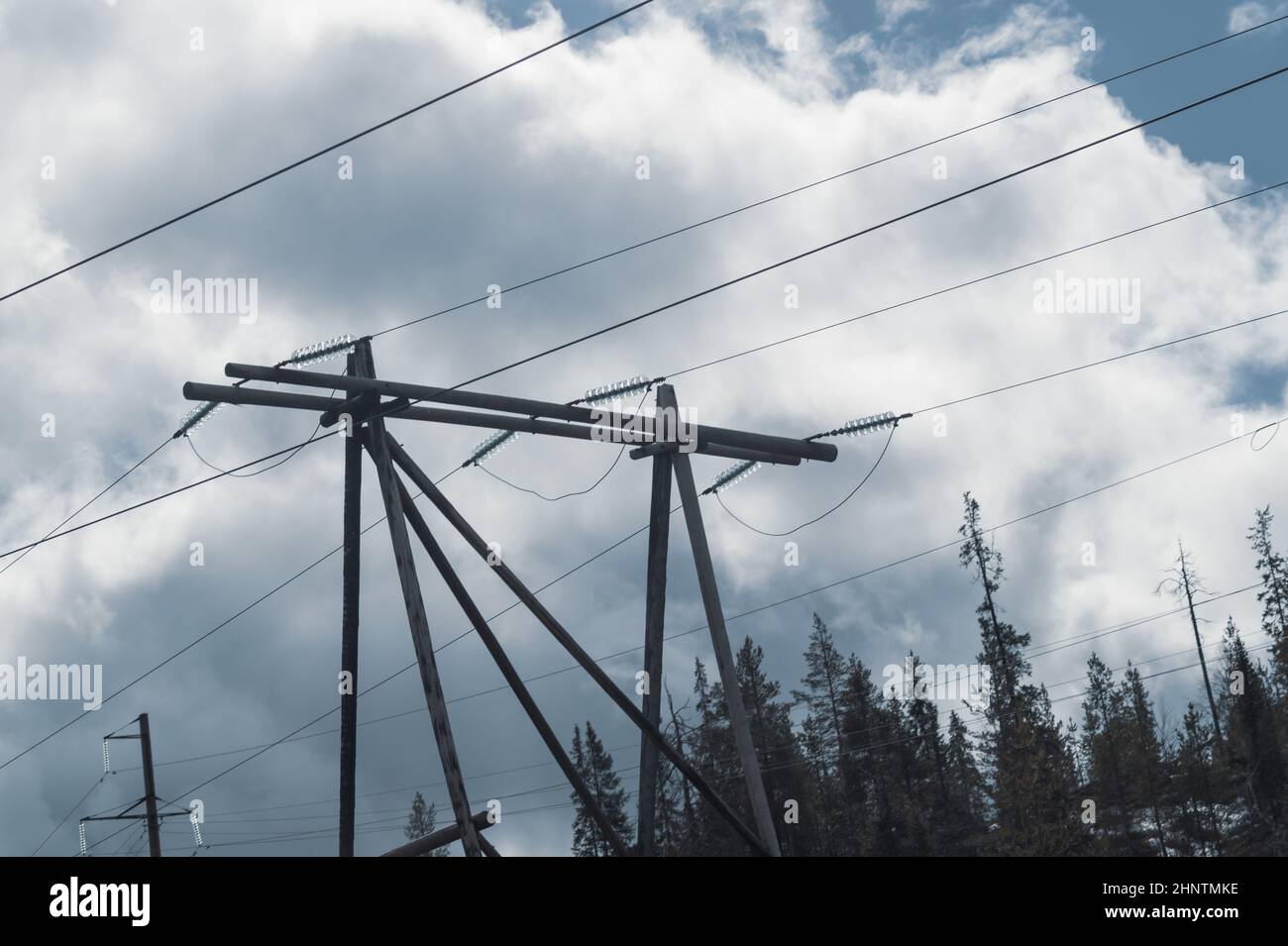 Power line post. high voltage tower with the sky. industrial background Stock Photo - Alamy