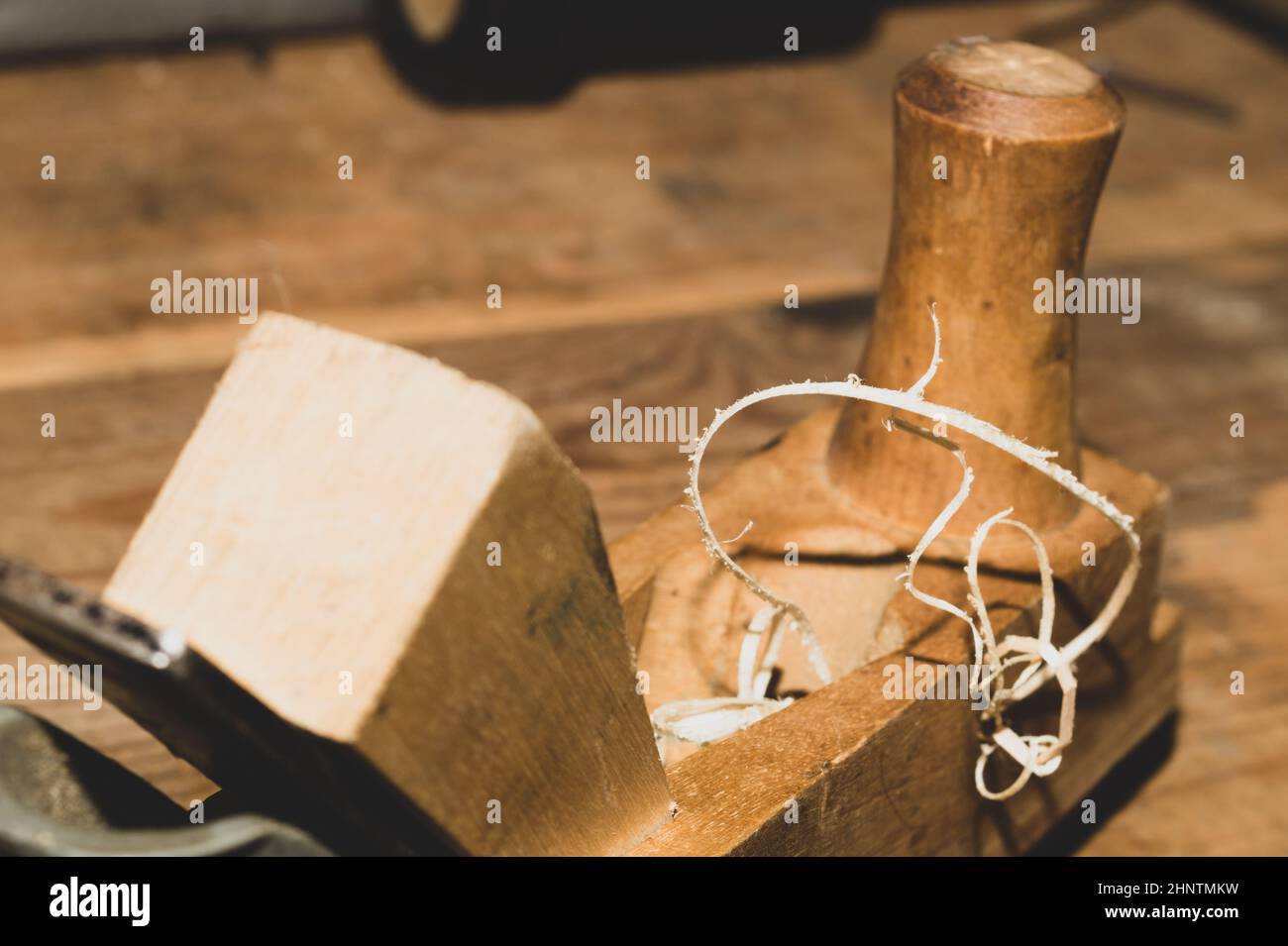 Carpentry plane. jointer close up. woodworking and crafting tools ...