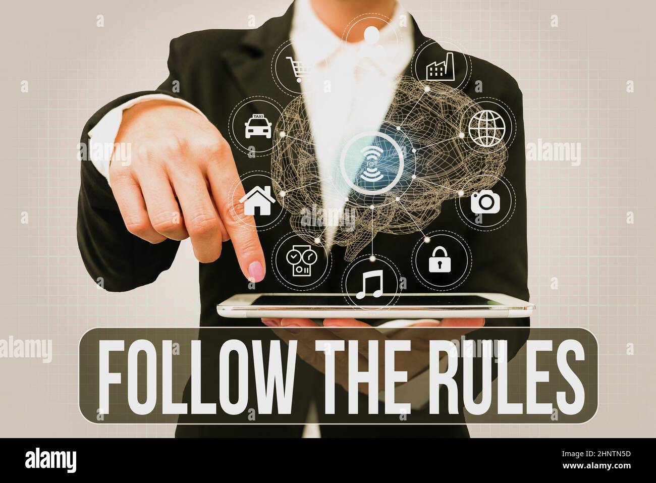 Conceptual caption Follow The Rules, Business idea go with regulations ...