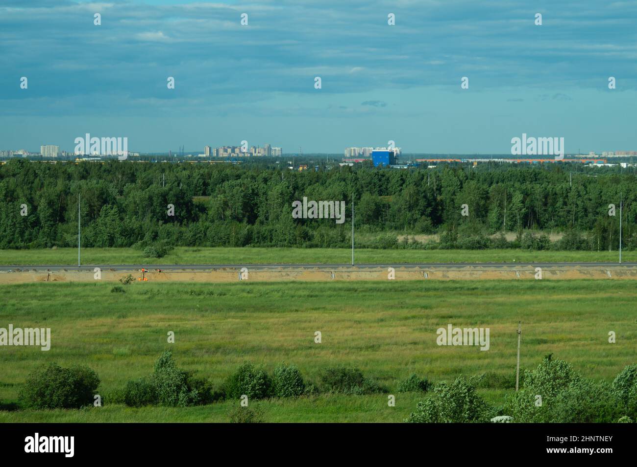 Urban cityscape panoramic view. horizon line with buildings. nature ...