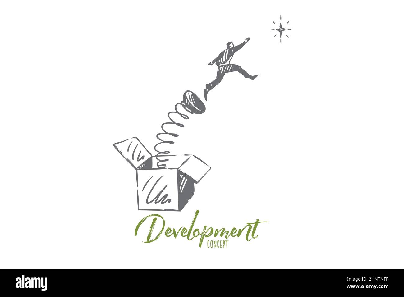 Development concept sketch. Business success, career promotion, startup ...