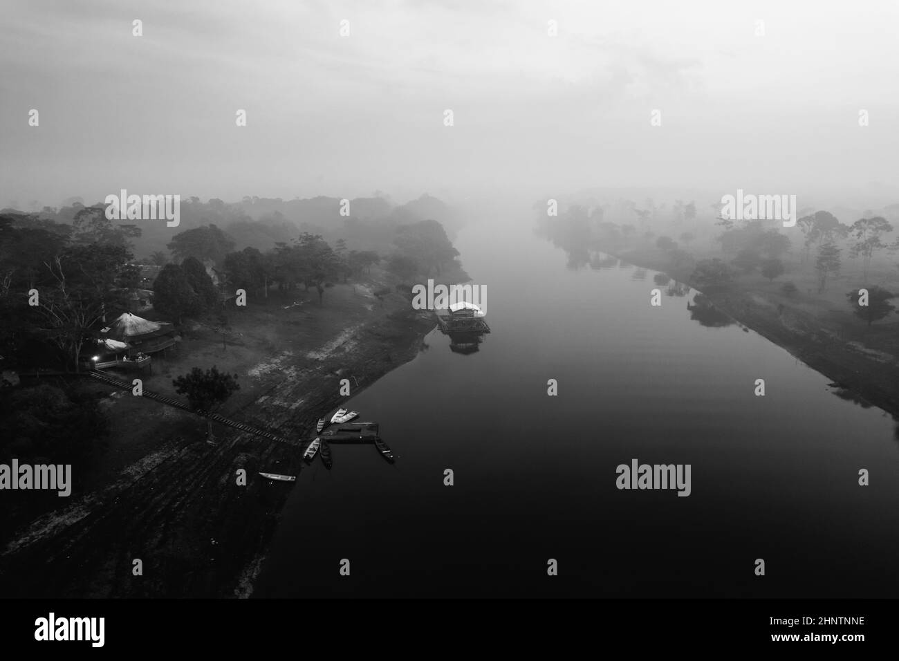 Dramatic black and white photo of the Amazon from a bird's eye view ...