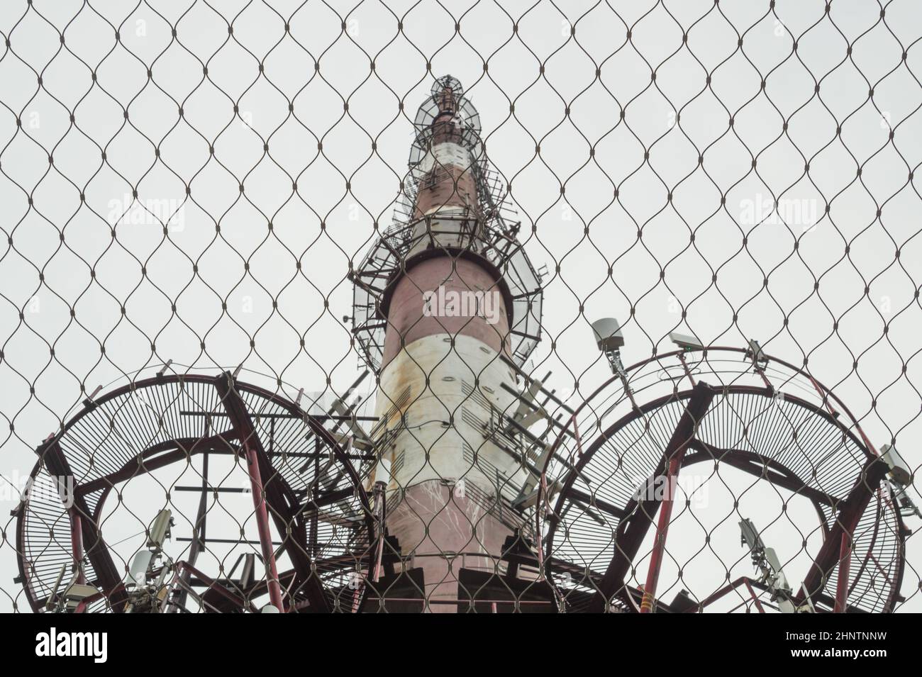 Telecommunication tower. high radio antenna. big construction Stock ...