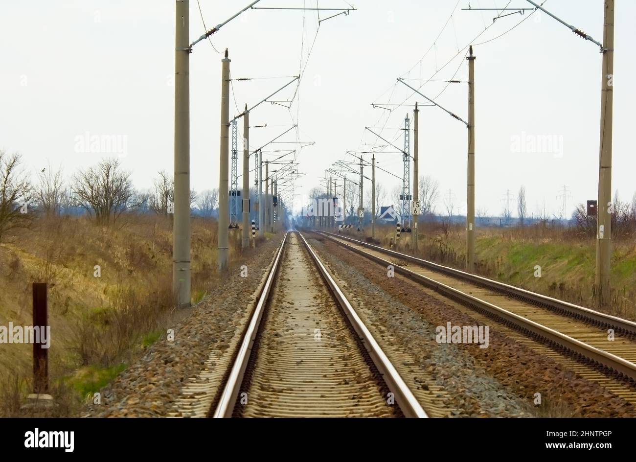 Railroad tracks, tracks and sleepers of a railway line Stock Photo - Alamy