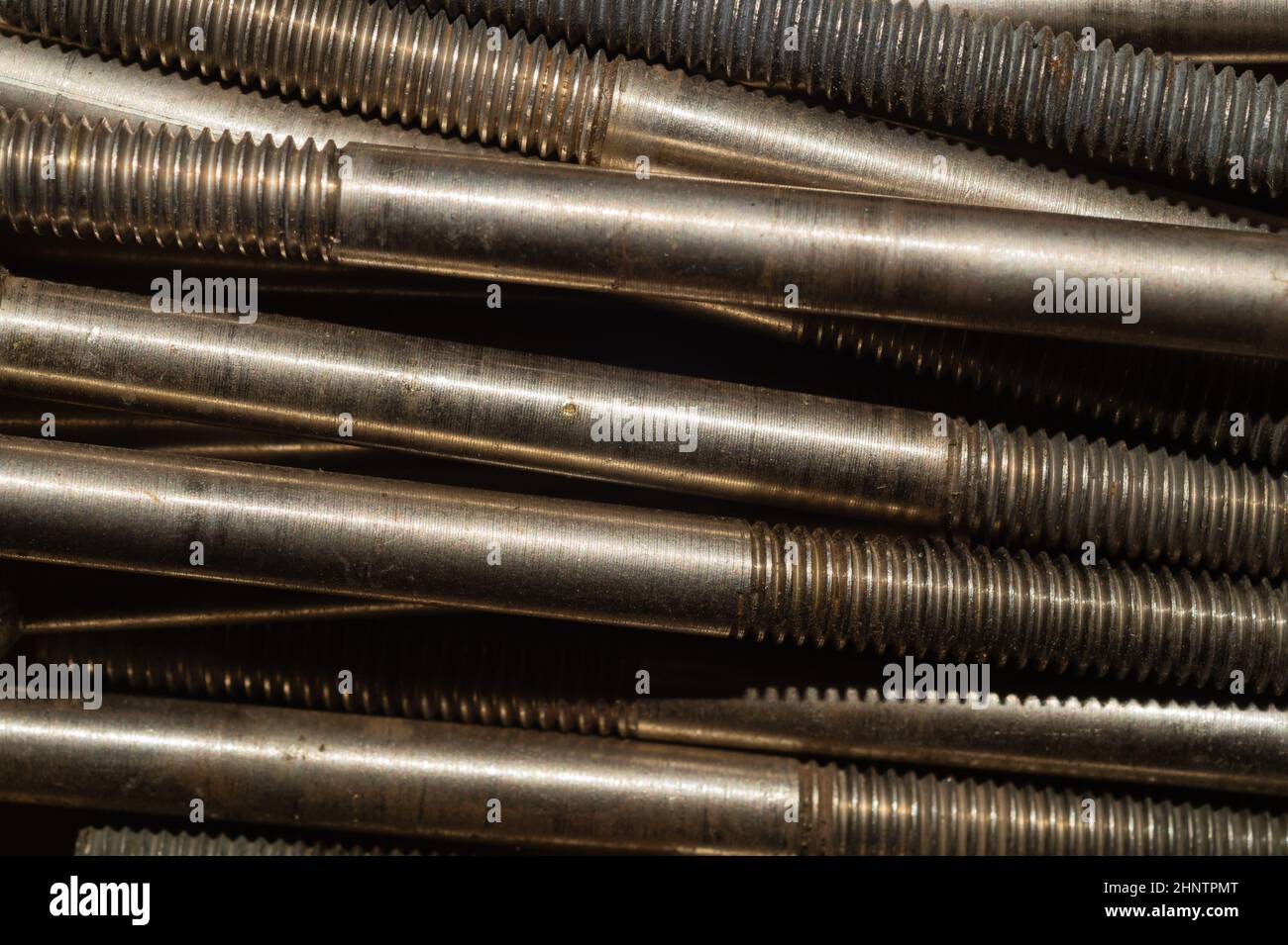 Steel screws close up. bolt thread. fasteners background. work tool ...