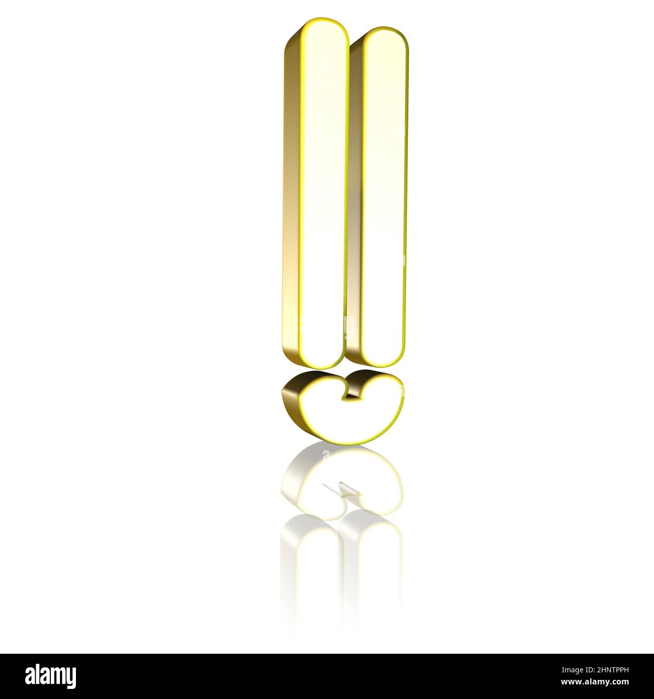 Exclamation mark as a symbol in yellow, gold on a white background as a ...