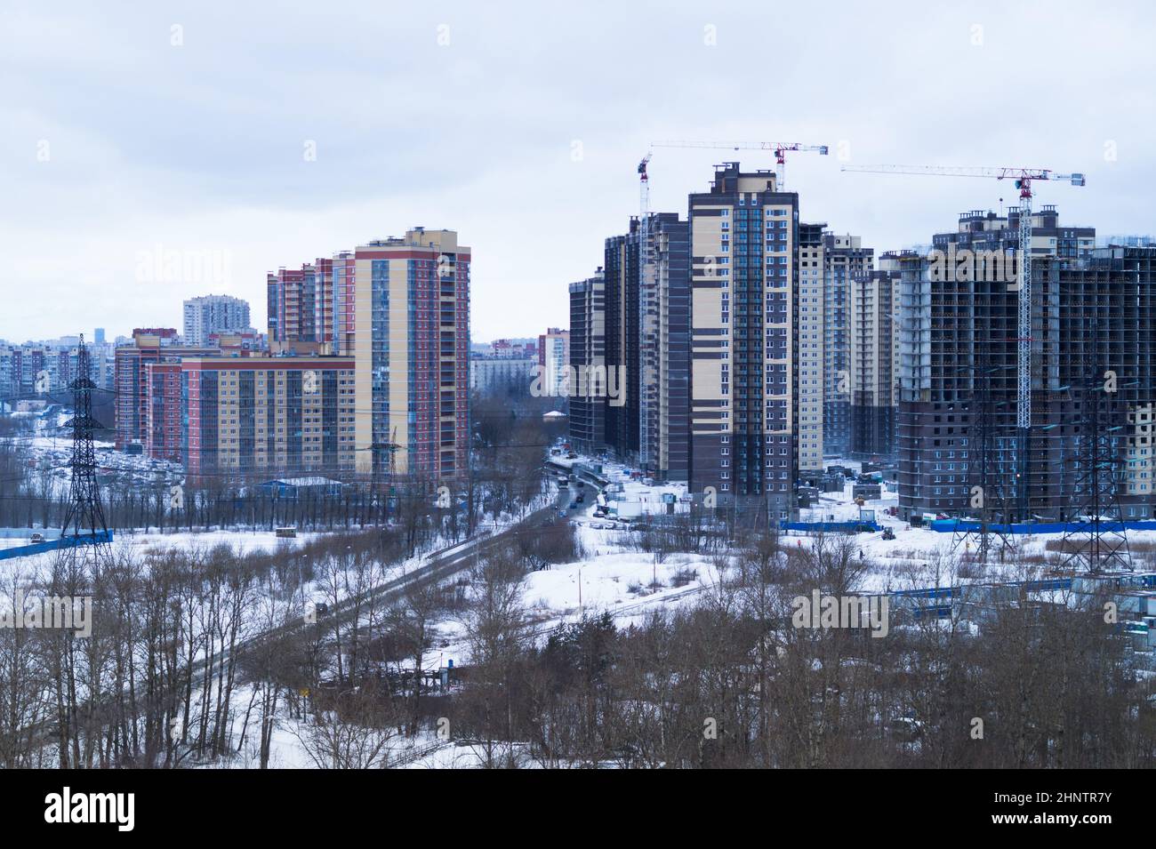 Cityscape with big modern buildings. landscape with high constructions ...