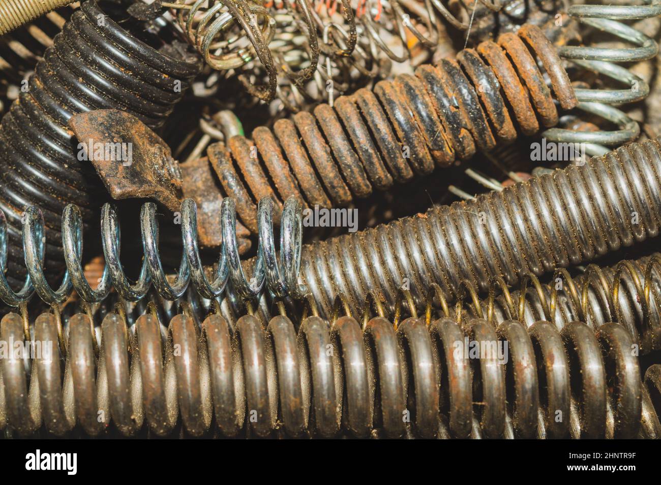 Metal rusty springs. pile of absorbers. industrial concept. work tool ...