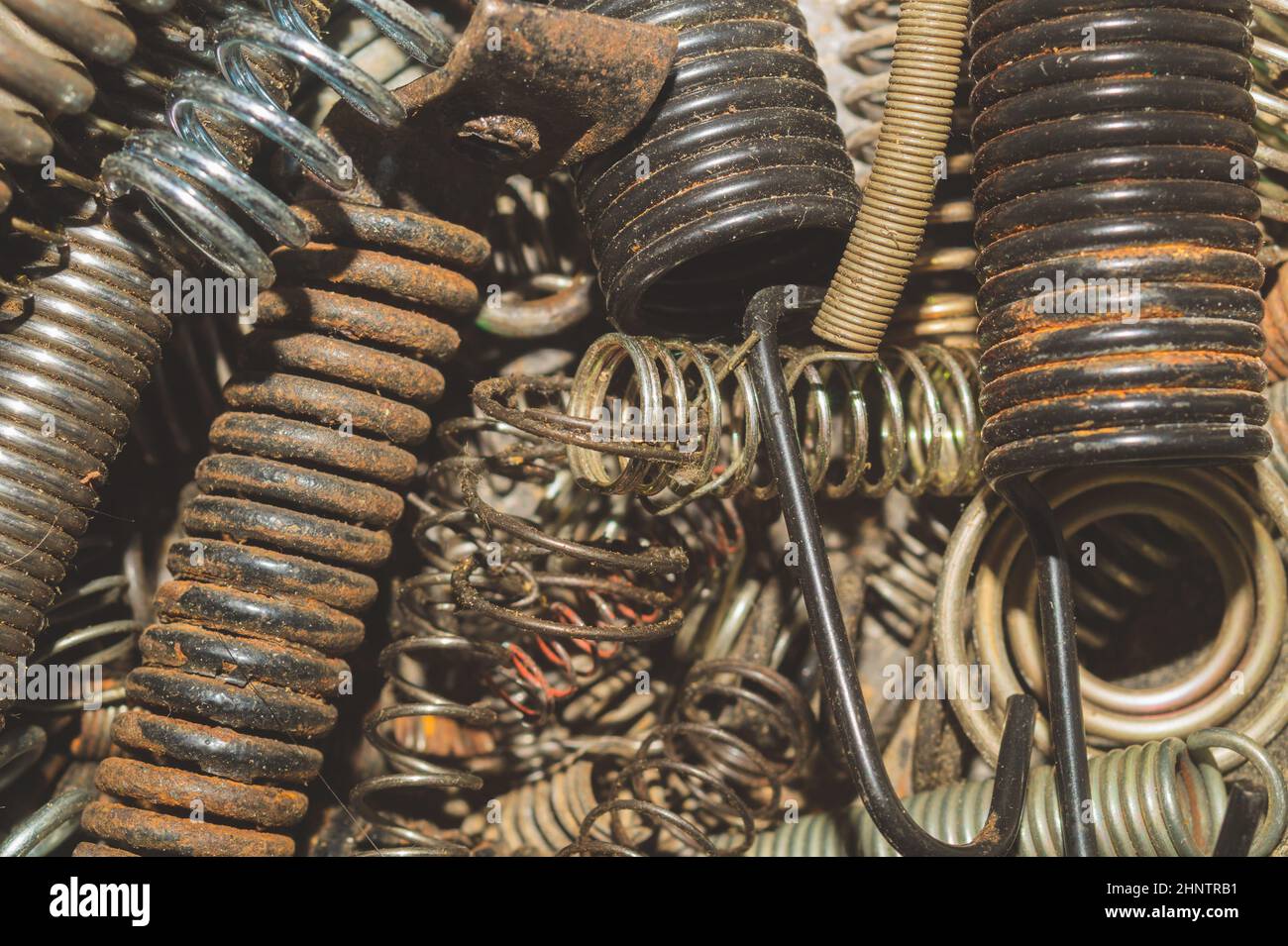 Metal rusty springs. pile of absorbers. industrial concept. work tool ...